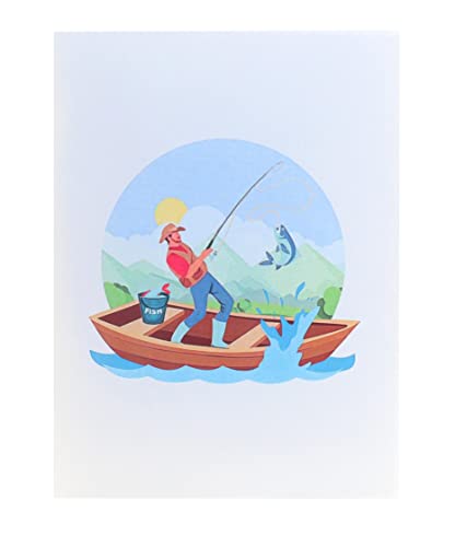 iGifts And Cards Awesome Fishing Pop Up Greeting Card - Friendship, Retirement, Happy Birthday, Father’s Day, Dad, Husband, Adventure, Get Well, Boss, Mountain Fishing Card, Card for Fisherman