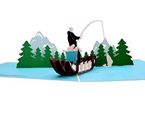 iGifts And Cards Awesome Fishing Pop Up Greeting Card - Friendship, Retirement, Happy Birthday, Father’s Day, Dad, Husband, Adventure, Get Well, Boss, Mountain Fishing Card, Card for Fisherman