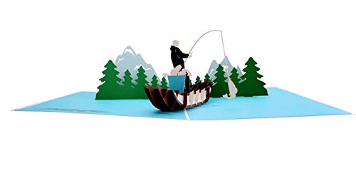 iGifts And Cards Awesome Fishing Pop Up Greeting Card - Friendship, Retirement, Happy Birthday, Father’s Day, Dad, Husband, Adventure, Get Well, Boss, Mountain Fishing Card, Card for Fisherman