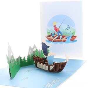 iGifts And Cards Awesome Fishing Pop Up Greeting Card - Friendship, Retirement, Happy Birthday, Father’s Day, Dad, Husband, Adventure, Get Well, Boss, Mountain Fishing Card, Card for Fisherman