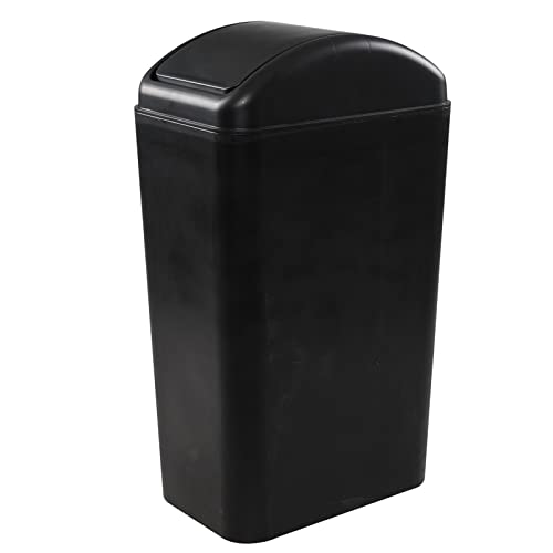 Ucake 14 L Garbage Can with Swing Top, 3.5 Gallon Swing Lid Trash Can, Black