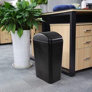 Ucake 14 L Garbage Can with Swing Top, 3.5 Gallon Swing Lid Trash Can, Black