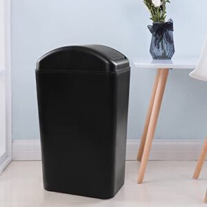 Ucake 14 L Garbage Can with Swing Top, 3.5 Gallon Swing Lid Trash Can, Black