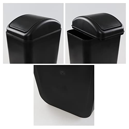 Ucake 14 L Garbage Can with Swing Top, 3.5 Gallon Swing Lid Trash Can, Black