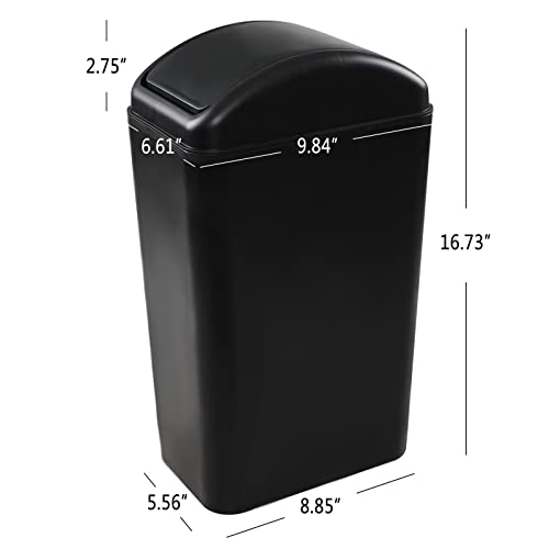 Ucake 14 L Garbage Can with Swing Top, 3.5 Gallon Swing Lid Trash Can, Black