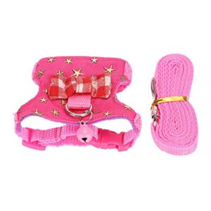 Hamster Harness, Adjustable Walking Vest Set Leash Walking Harness Vest Leash Set for Syrian Hamster Squirrels Gerbils Golden Bears Ferret(S) Leashes