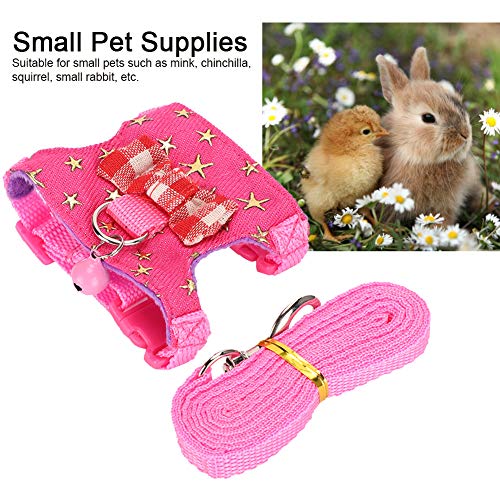 Hamster Harness, Adjustable Walking Vest Set Leash Walking Harness Vest Leash Set for Syrian Hamster Squirrels Gerbils Golden Bears Ferret(S) Leashes