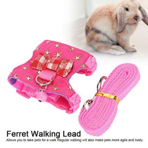 Hamster Harness, Adjustable Walking Vest Set Leash Walking Harness Vest Leash Set for Syrian Hamster Squirrels Gerbils Golden Bears Ferret(S) Leashes