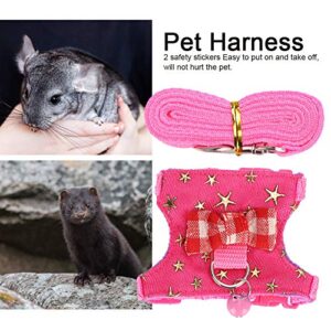 Hamster Harness, Adjustable Walking Vest Set Leash Walking Harness Vest Leash Set for Syrian Hamster Squirrels Gerbils Golden Bears Ferret(S) Leashes