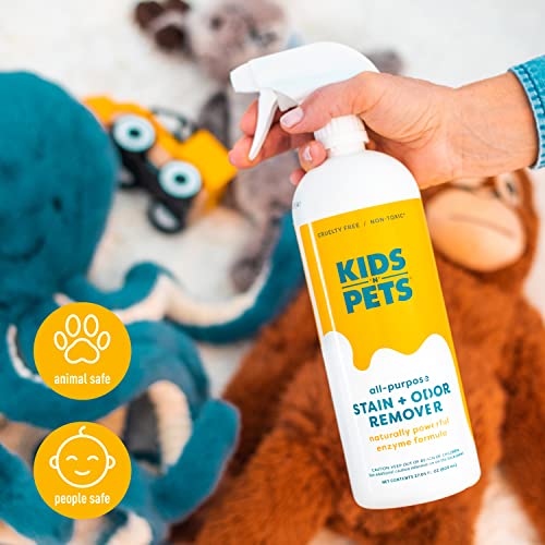 KIDS 'N' PETS - Instant All-Purpose Stain & Odor Remover – 27 fl oz - Permanently Eliminates Tough Stains & Odors – Even Urine Odors - No Harsh Chemicals, Non-Toxic & Child Safe, Multi-Color