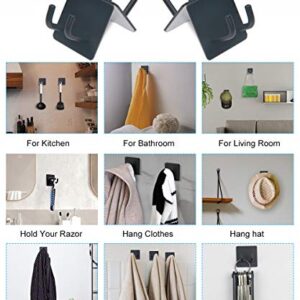 Yikla Adhesive Hooks, Bathroom Wall Towel Hooks, Black Stick Shower Razor Holder, Stainless Steel Door Hangers for Coat Loofah Robes Self Adhesive Organizer for Kitchen