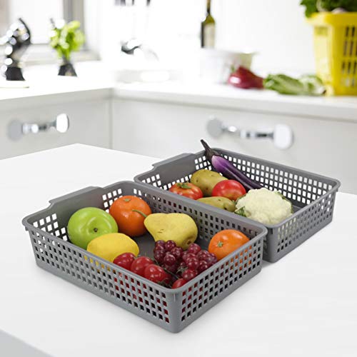 Neadas Rectangle Plastic Storage Baskets, Plastic Paper Baskets, 6-Pack