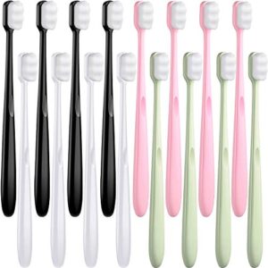 patelai 16 pieces 20000 bristle toothbrush extra soft toothbrush micro-nano manual toothbrush adult toothbrush with 20000 soft bristle for fragile gums adult kid children (white brush head)