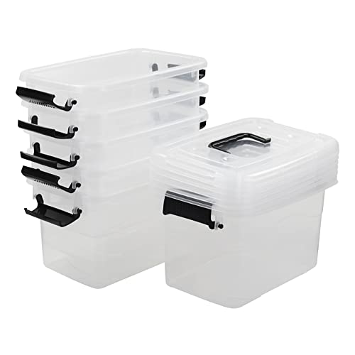 DynkoNA 6 Packs 6 Quart Clear Boxes, Plastic Small Storage Boxes with Lids