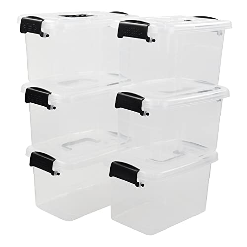 DynkoNA 6 Packs 6 Quart Clear Boxes, Plastic Small Storage Boxes with Lids