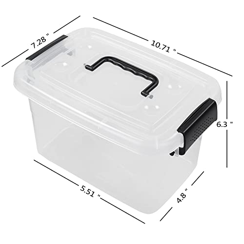 DynkoNA 6 Packs 6 Quart Clear Boxes, Plastic Small Storage Boxes with Lids