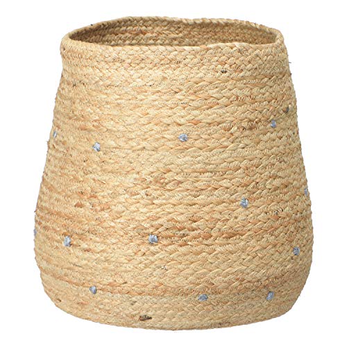 Creative Co-Op Hand-Woven Jute Embroidered Dots Baskets, Natural