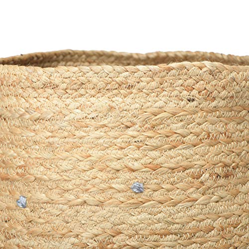 Creative Co-Op Hand-Woven Jute Embroidered Dots Baskets, Natural