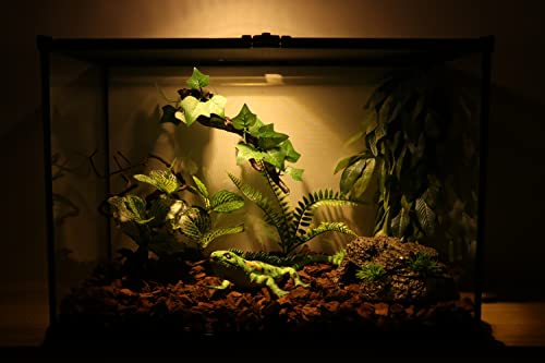 AQUA KT Reptile Terrarium Forest Tree with Plant Leaves for Amphibian Habitat Décor Lizard Snake Turtle Supplies