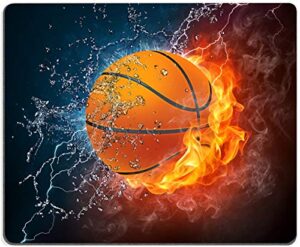 gaming mouse pad,basketball ball in fire and water mouse pad non-slip rubber base mouse pads for computers laptop office, 9.5"x7.9"x0.12" inch(240mm x 200mm x 3mm)