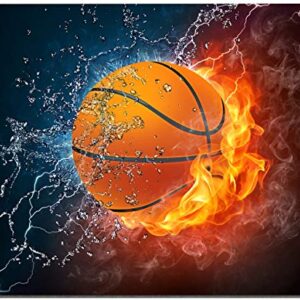 Gaming Mouse Pad,Basketball Ball in fire and Water Mouse Pad Non-Slip Rubber Base Mouse Pads for Computers Laptop Office, 9.5"x7.9"x0.12" Inch(240mm x 200mm x 3mm)