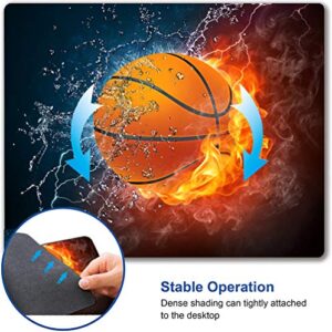 Gaming Mouse Pad,Basketball Ball in fire and Water Mouse Pad Non-Slip Rubber Base Mouse Pads for Computers Laptop Office, 9.5"x7.9"x0.12" Inch(240mm x 200mm x 3mm)