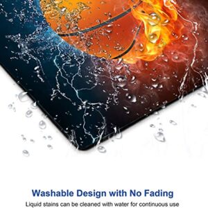 Gaming Mouse Pad,Basketball Ball in fire and Water Mouse Pad Non-Slip Rubber Base Mouse Pads for Computers Laptop Office, 9.5"x7.9"x0.12" Inch(240mm x 200mm x 3mm)