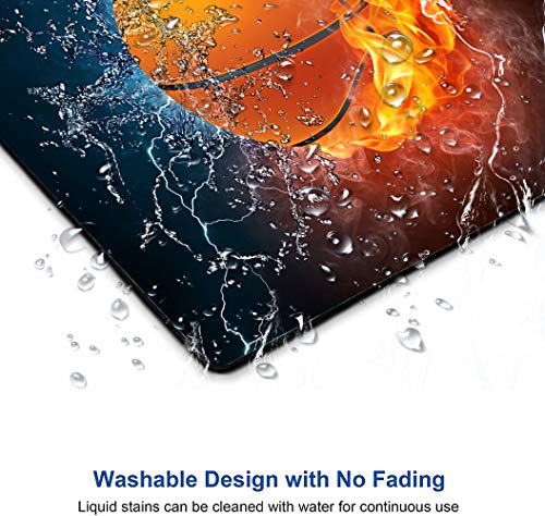 Gaming Mouse Pad,Basketball Ball in fire and Water Mouse Pad Non-Slip Rubber Base Mouse Pads for Computers Laptop Office, 9.5"x7.9"x0.12" Inch(240mm x 200mm x 3mm)