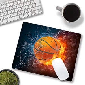 Gaming Mouse Pad,Basketball Ball in fire and Water Mouse Pad Non-Slip Rubber Base Mouse Pads for Computers Laptop Office, 9.5"x7.9"x0.12" Inch(240mm x 200mm x 3mm)