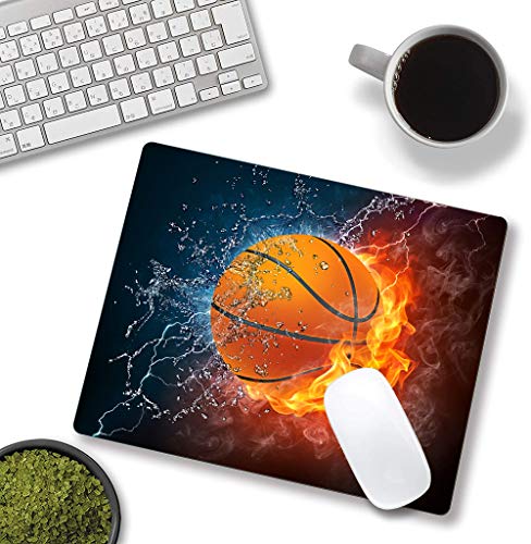 Gaming Mouse Pad,Basketball Ball in fire and Water Mouse Pad Non-Slip Rubber Base Mouse Pads for Computers Laptop Office, 9.5"x7.9"x0.12" Inch(240mm x 200mm x 3mm)