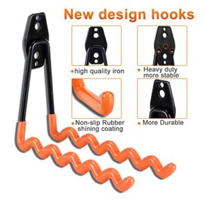 AOBEN Garage Hooks,24PCS Heavy Duty Garage Hanger Organizer Anti-Slip Double Wall Garage Storage Hooks for Ladder, Power Tool,Bike,Ropes (23 Hooks & 1 hoder Strap)-Gery