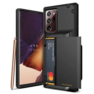 vrs design damda glide pro for galaxy note 20 ultra, with [4 cards] [semi auto] premium sturdy credit card slot wallet for samsung galaxy note 20 ultra 5g case 6.9 inch(2020) black