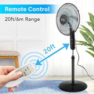 Simple Deluxe Oscillating 16″ Adjustable 3 Speed Pedestal Stand Fan with Remote Control for Indoor, Bedroom, Living Room, Home Office & College Dorm Use, 16 Inch, Black