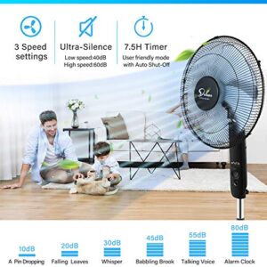 Simple Deluxe Oscillating 16″ Adjustable 3 Speed Pedestal Stand Fan with Remote Control for Indoor, Bedroom, Living Room, Home Office & College Dorm Use, 16 Inch, Black