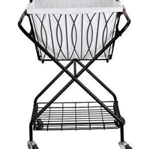 Artesa Verona Collapsible Laundry Cart with Basket, Black