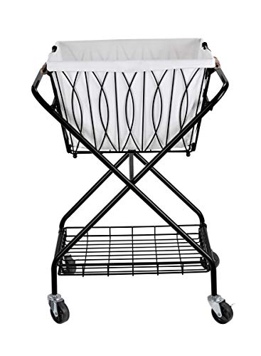 Artesa Verona Collapsible Laundry Cart with Basket, Black