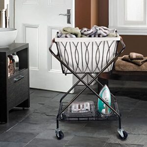 Artesa Verona Collapsible Laundry Cart with Basket, Black