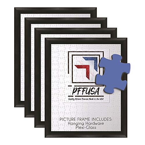 22"x28" Picture Frame | Puzzle Frame | Poster Frame | 1.25" Black MDF | Plexiglass and Hanging Hardware Included | Set of 4