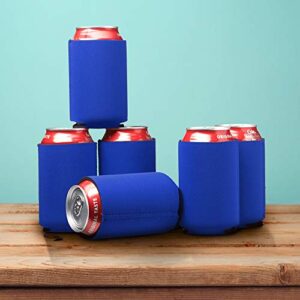 Custom Neoprene Collapsible Can Coolers 12 oz. Set of 100, Personalized Bulk Pack - Great for Beer, Soda, Other Beverages - Royal Blue