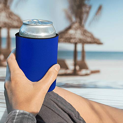 Custom Neoprene Collapsible Can Coolers 12 oz. Set of 100, Personalized Bulk Pack - Great for Beer, Soda, Other Beverages - Royal Blue