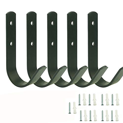 Tinsow 5 Pcs Heavy Duty Garage Storage Wall Mount J Hooks Hose Hook- Keep Your Hoses Coiled and Equipment Organized (5)