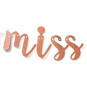 Rose Gold Glitter Miss Onederful Banner, Baby Girl's 1st Birthday Bunting Sign, Happy 1st Birthday Party Decoration Supplies for Sweet Girl