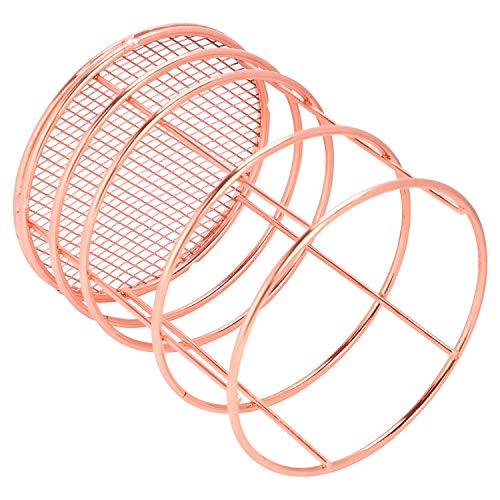 Rose Gold Pencil Holder Wire Metal Desktop Pen Cup Pot Decorative Round Marker Pens Container Basket Multi-Functional Desk Stationery Storage Box Home Office School Supplies