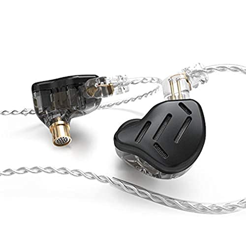 Linsoul KZ ZAX 1DD+7BA Hybrid Driver HiFi in-Ear Earphones with Zin Alloy Shell, Detachable 2 Pin 0.75mm OFC Cable(Without Mic, Black)