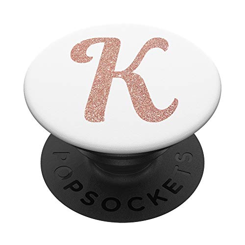 Rose Pink Phone Holder Monogram K Initial Capital Letter K PopSockets Swappable PopGrip