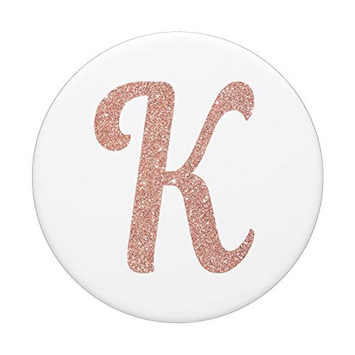 Rose Pink Phone Holder Monogram K Initial Capital Letter K PopSockets Swappable PopGrip