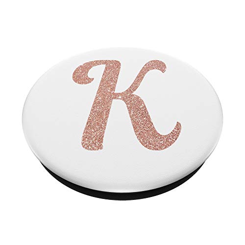 Rose Pink Phone Holder Monogram K Initial Capital Letter K PopSockets Swappable PopGrip