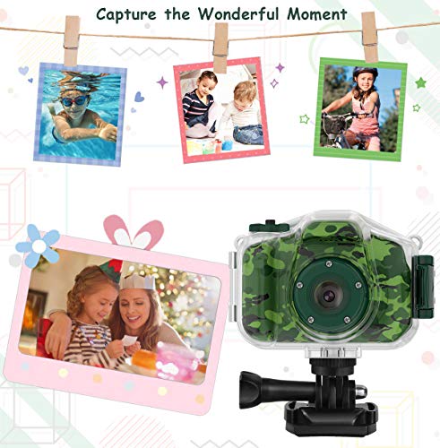 DEKER Kids Camera Underwater Waterproof Camera for Best Christmas Birthday Gifts for Boys Girls Age 3-12 HD Digital Video Camera Mini Children Camcorder Camera 2 Inch IPS Screen with 32GB Card (Green)