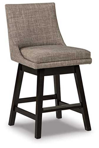 Signature Design by Ashley Tallenger 25" Upholstered Swivel Counter Height Barstool, 2 Count, Light Gray