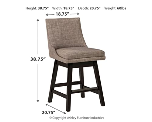 Signature Design by Ashley Tallenger 25" Upholstered Swivel Counter Height Barstool, 2 Count, Light Gray